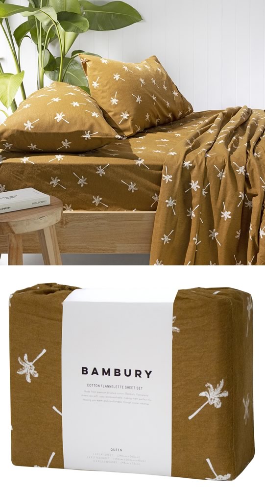 Cocos Tobacco Flannelette Sheets by Bambury – Cottonbox Pty Ltd
