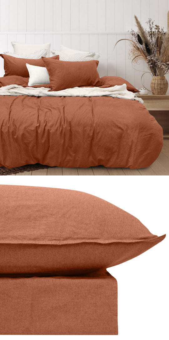 Linen Cotton Rust Quilt Cover Set by Bas Phillips – Cottonbox Pty Ltd