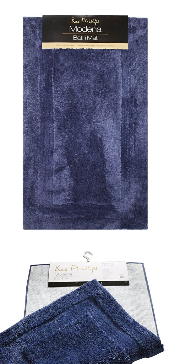 Modena Luxury Navy Bath Mat by Bas Phillips – Cottonbox Pty Ltd
