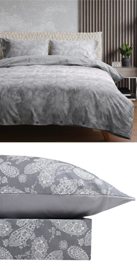 Paisley Silver Quilt Cover Set by Bas Phillips – Cottonbox Pty Ltd