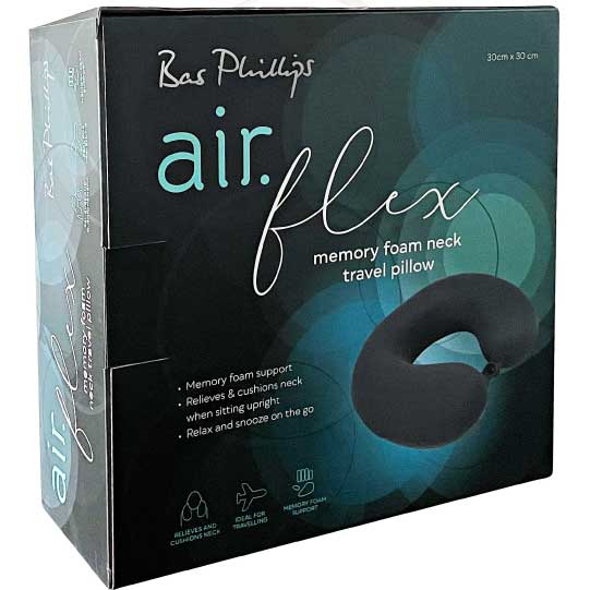 Air Flex Ergonomic Neck Travel Support Memory Foam Pillow by Bas Phill ...