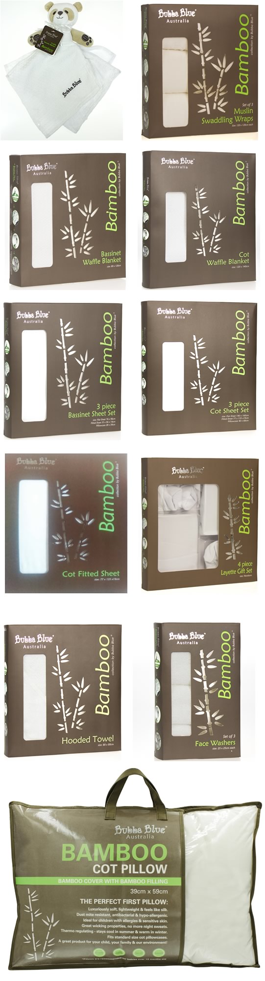 Bamboo 3 Pack Muslin Wraps (120 x 120cm) by Bubba Blue – Cottonbox Pty Ltd