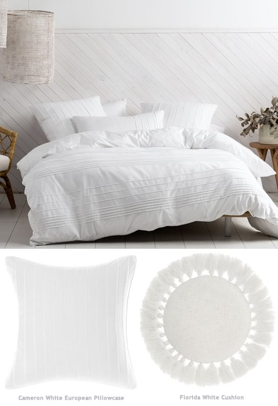 Cameron White Quilt Cover Set by Deco – Cottonbox Pty Ltd