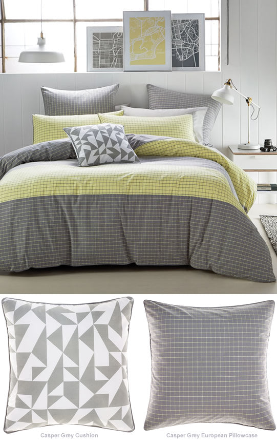 Casper Grey Quilt Cover Set by Deco – Cottonbox Pty Ltd
