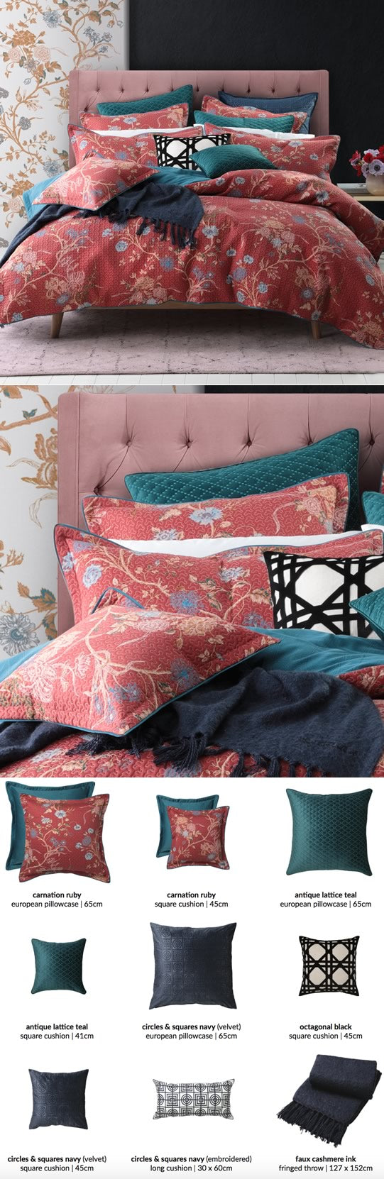 Carnation Ruby Quilt Cover Set by Florence Broadhurst – Cottonbox Pty Ltd