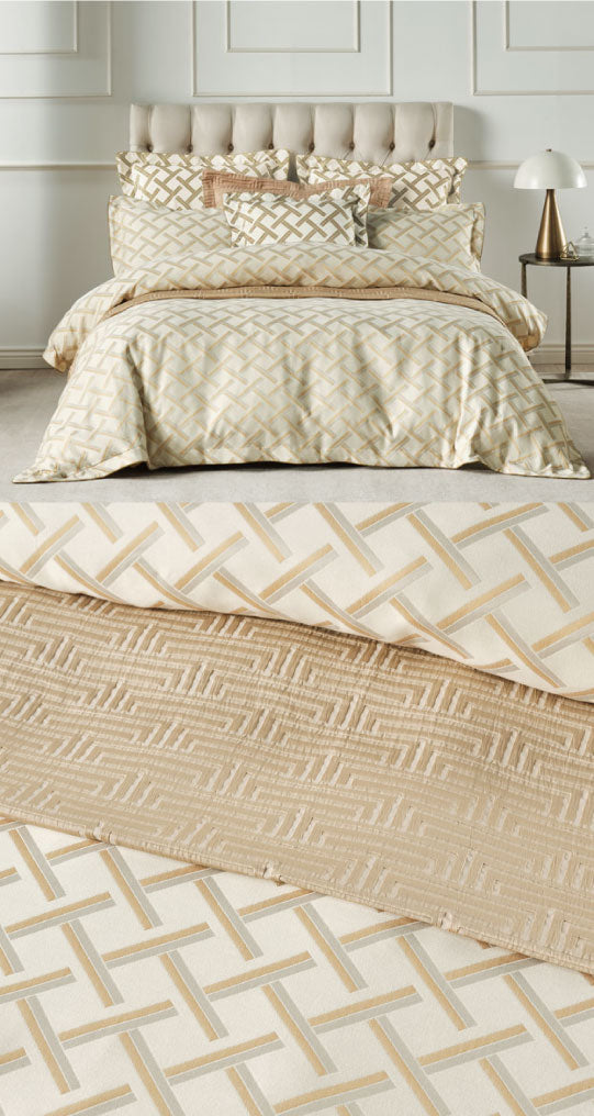 Valeria Champagne Quilt Cover Set by Linen House – Cottonbox Pty Ltd