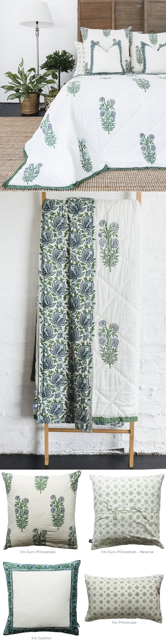 Iris Hand Block Printed Coverlet by Blockprint – Cottonbox Pty Ltd