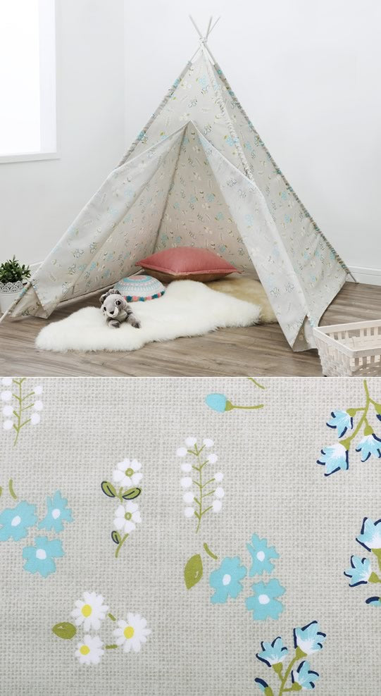 Linen Flower Tee Pee Tent by Happy Kids – Cottonbox Pty Ltd
