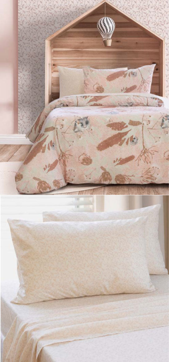 Bush Baby Pink Quilt Cover Set by Jelly Bean Kids – Cottonbox Pty Ltd