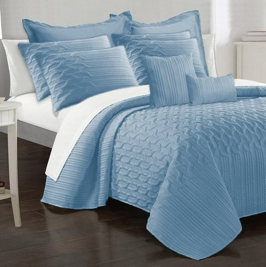 interlace Vine Steel Blue 9pce Comforter Set by Kingtex – Cottonbox Pty Ltd