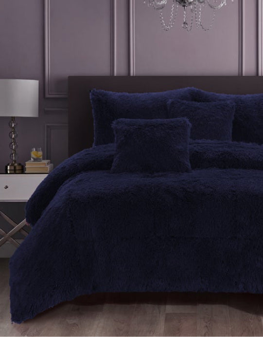 Shaggy Fleece Midnight Blue Comforter Set by Kingtex – Cottonbox Pty Ltd
