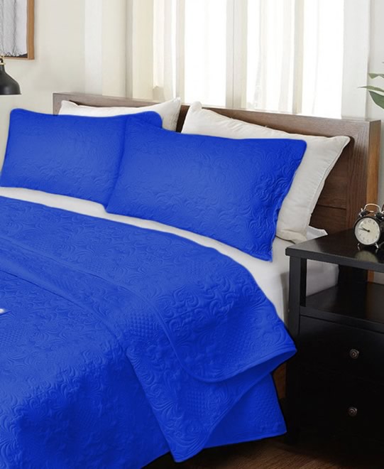 Ultrasonic Royal Blue Coverlet Set by Kingtex – Cottonbox Pty Ltd