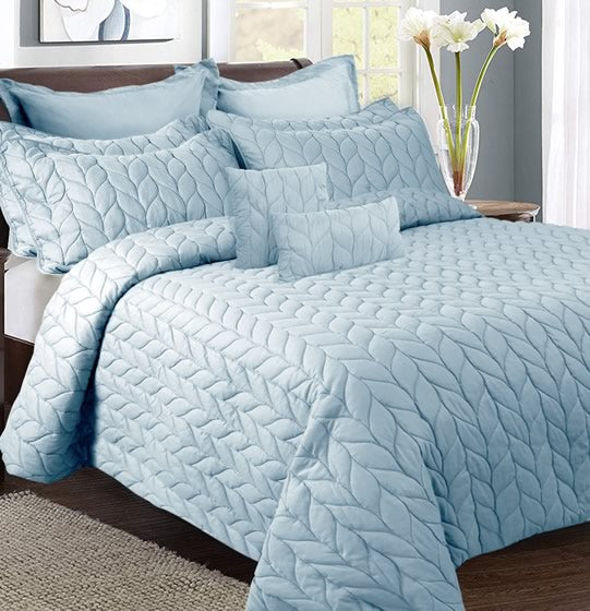 Ultrasonic Steel Blue 9pce Comforter Set by Kingtex – Cottonbox Pty Ltd