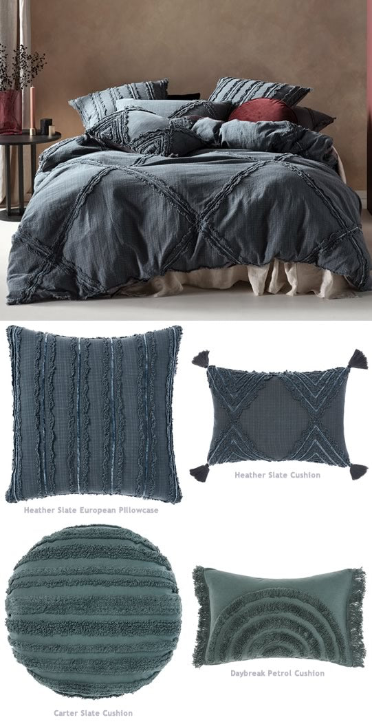 Heather Slate Quilt Cover Set by Linen House – Cottonbox Pty Ltd