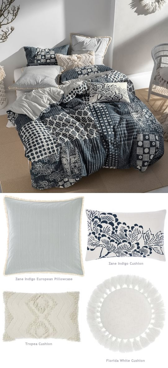 Zane Indigo Bedlinen by Linen House – Cottonbox Pty Ltd