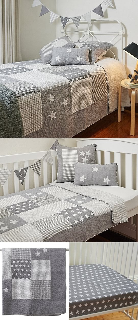 Lachlan Grey Cot Quilt (90 x 120cm) by Linens n Things – Cottonbox Pty Ltd