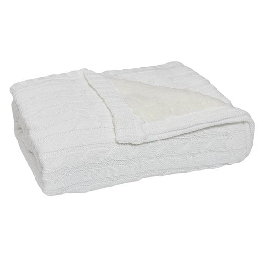 Cable Knit Sherpa Blanket White by Living Textiles – Cottonbox Pty Ltd
