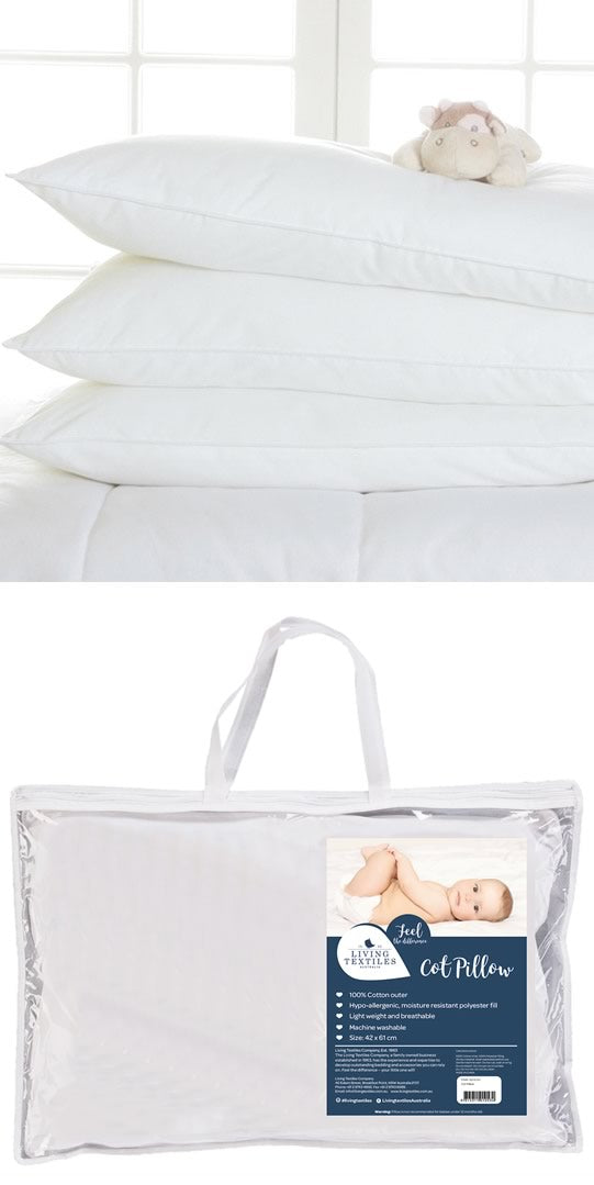 Cot Pillow (white) by Living Textiles – Cottonbox Pty Ltd