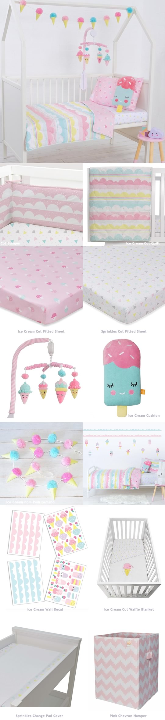 Ice Cream Cot Fitted Sheet by Living Textiles – Cottonbox Pty Ltd