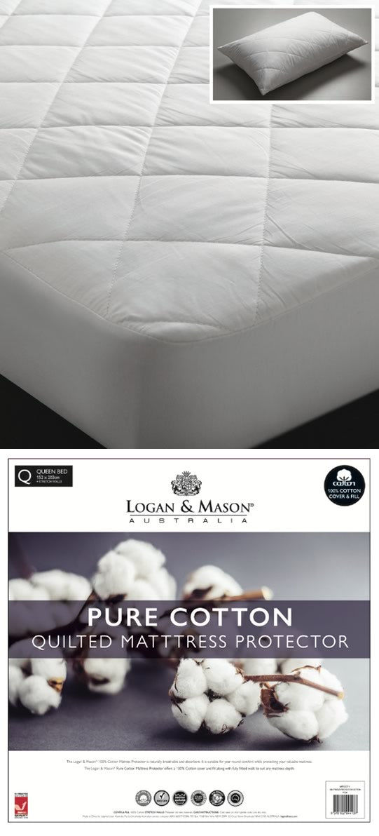 Pure Cotton Mattress Protector by Logan & Mason – Cottonbox Pty Ltd