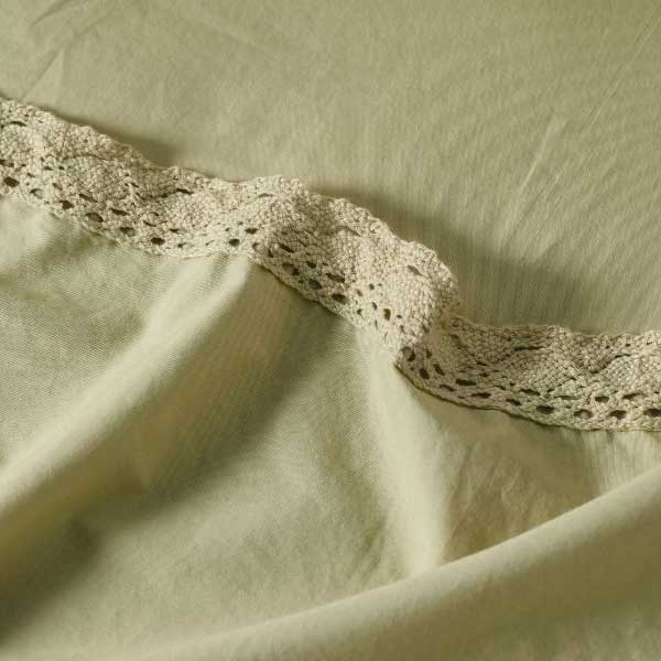 Marion Pistachio Organic Cotton Lace Trim Sheets by Linen House ...
