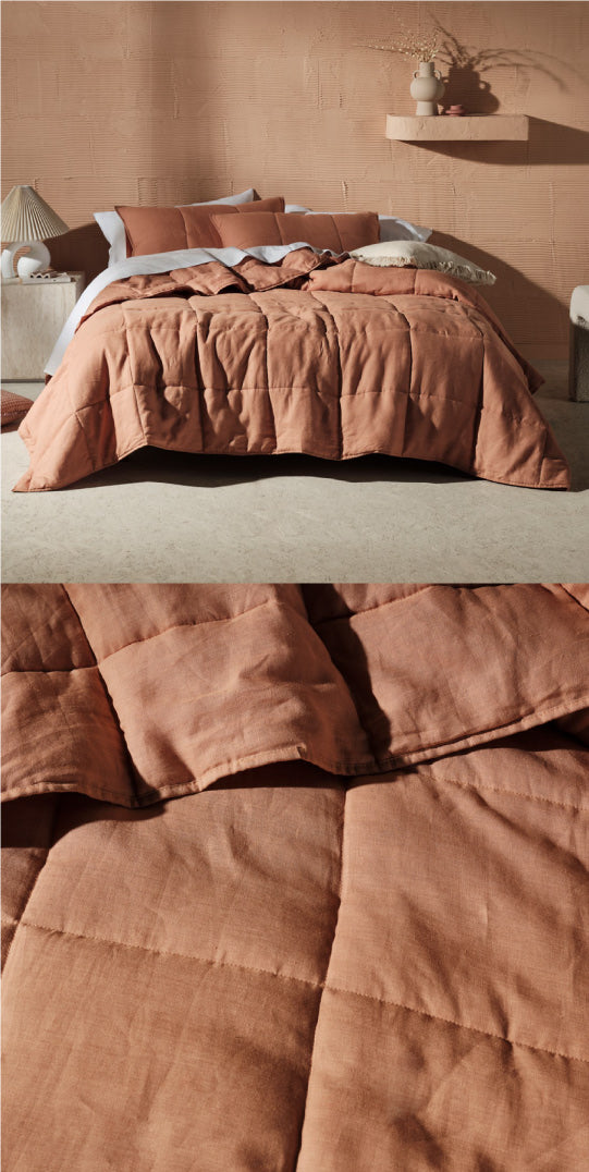 Nimes Clay Linen Coverlet by Linen House – Cottonbox Pty Ltd