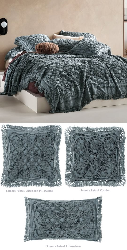 Somers Petrol Cushion (50 x 50cm) by Linen House – Cottonbox Pty Ltd