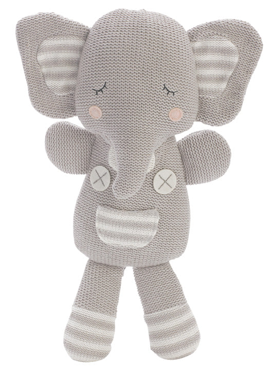 Eli The Elephant Knitted Toy by Living Textiles – Cottonbox Pty Ltd