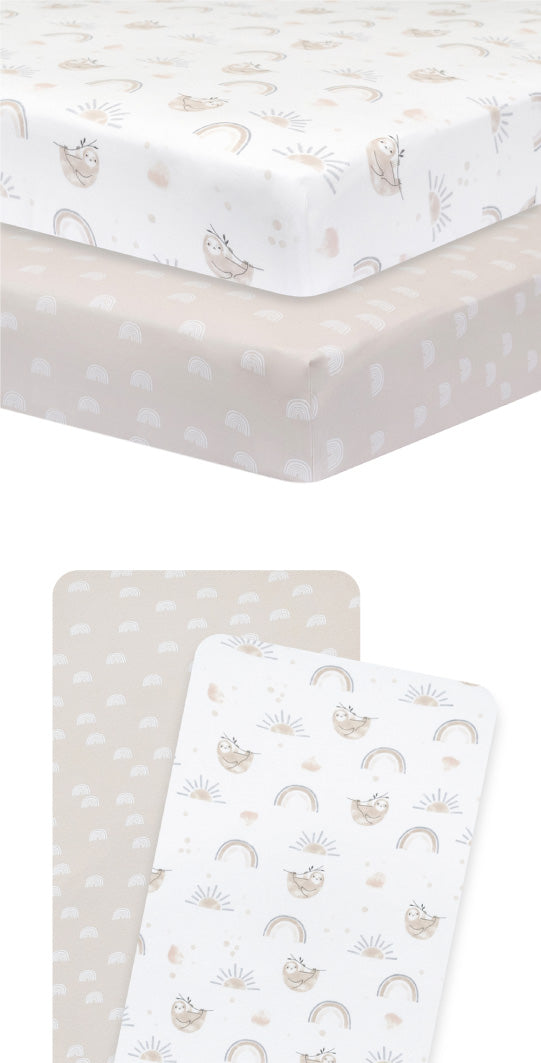 Happy Sloth Fitted Sheet 2 PACK by Living Textiles – Cottonbox Pty Ltd