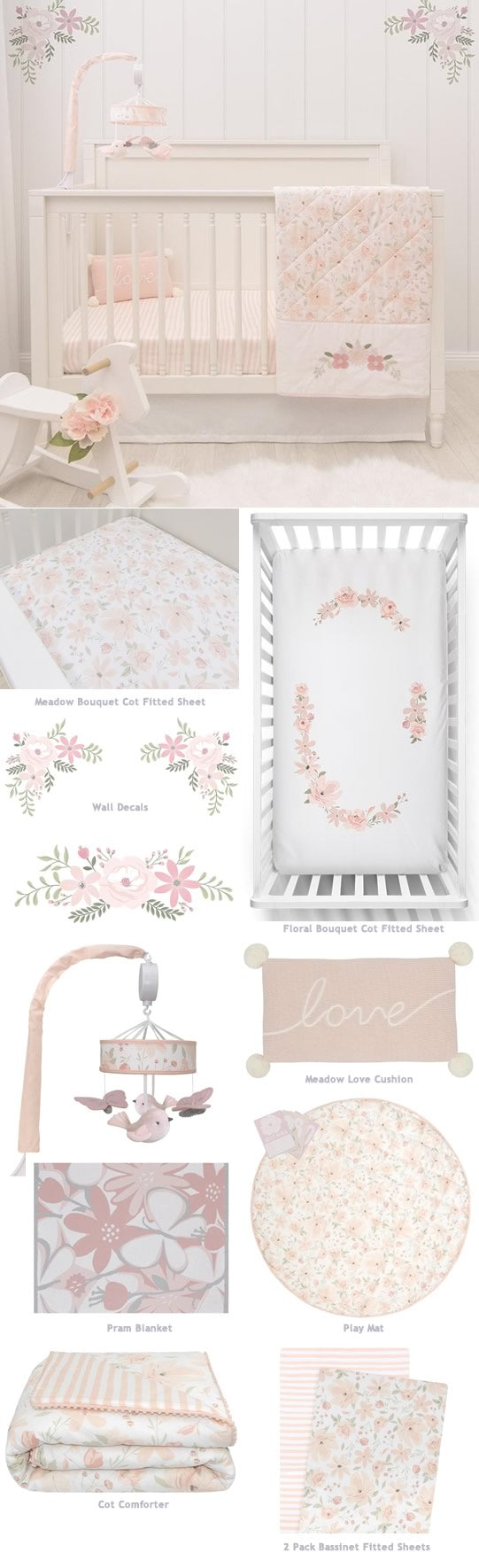 Meadow 4 Piece Nursery set by Living Textiles – Cottonbox Pty Ltd