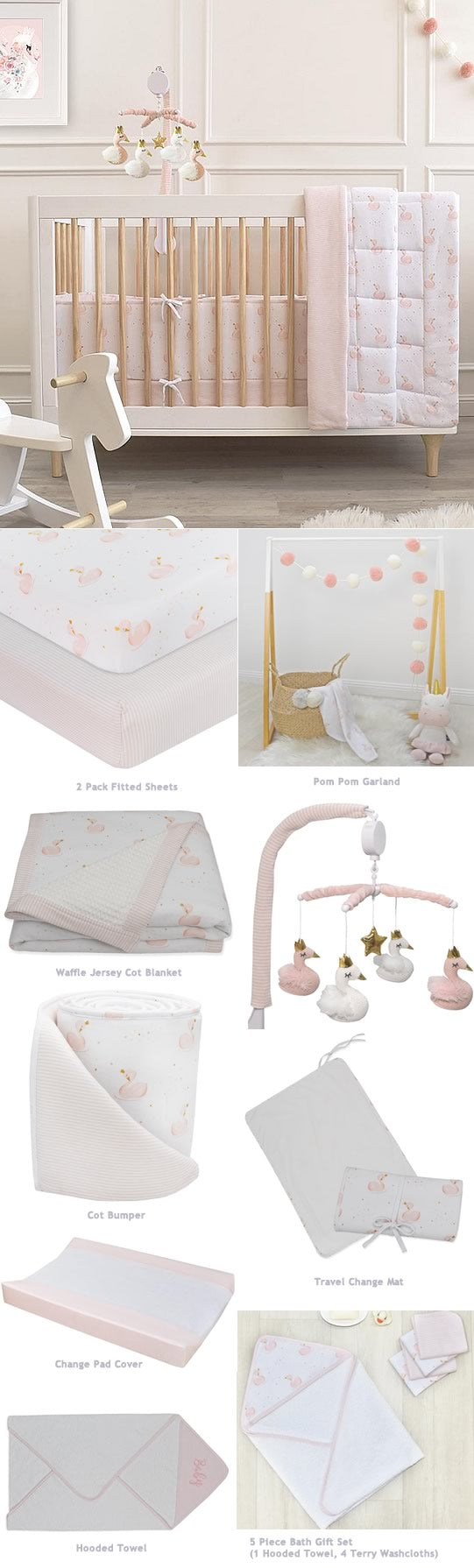 Swan Princess Musical Cot Mobile by Living Textiles – Cottonbox Pty Ltd