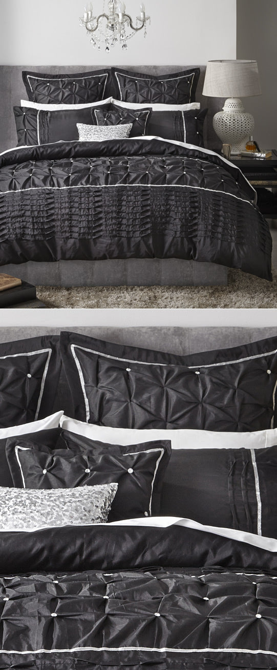 Francesca Black Quilt Cover Set by Logan & Mason – Cottonbox Pty Ltd