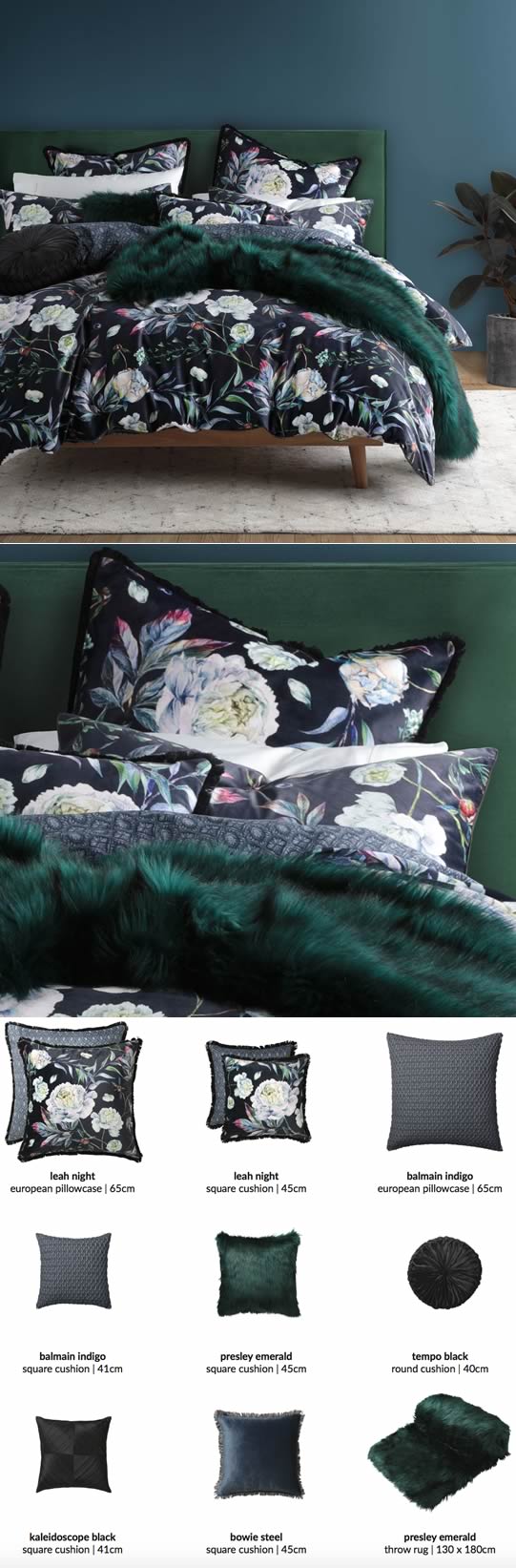 Leah Night Cushion (45 x 45cm) by Logan & Mason – Cottonbox Pty Ltd