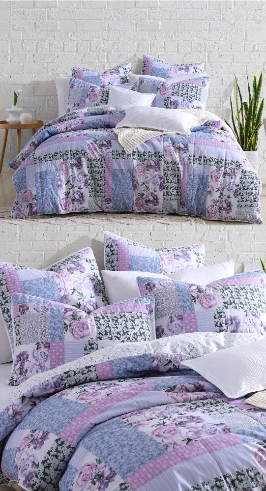 Bessie Lilac Quilted Quilt Cover Set by Logan & Mason – Cottonbox Pty Ltd