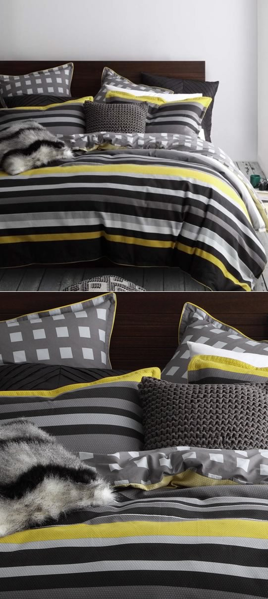 Conway Charcoal Quilt Cover Set by Logan & Mason – Cottonbox Pty Ltd