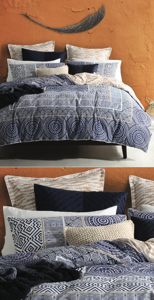 Sierra Navy Quilt Cover Set by Logan & Mason – Cottonbox Pty Ltd