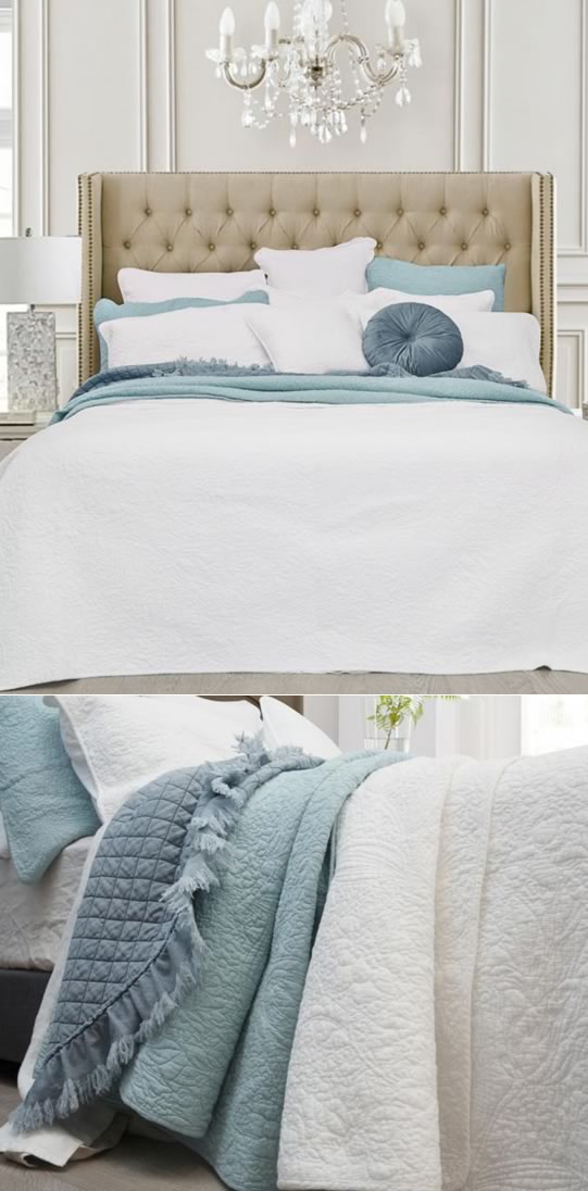 Monet White Cotton Coverlet Set by Macey & Moore – Cottonbox Pty Ltd