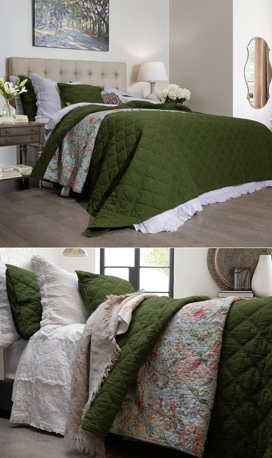 Arabella Olive Green Coverlet by Macey & Moore – Cottonbox Pty Ltd
