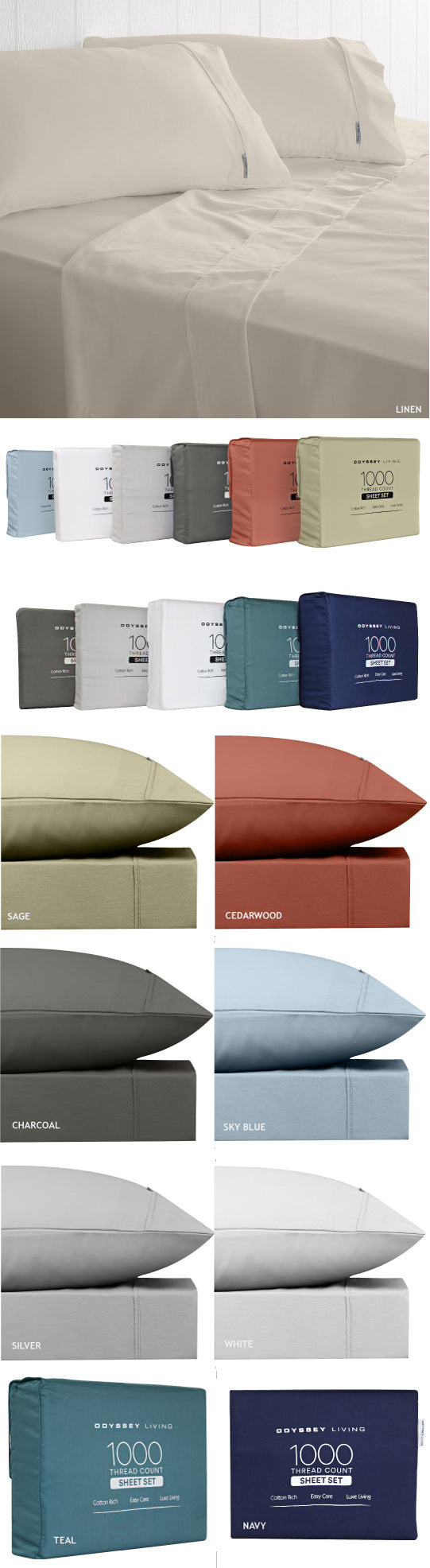 1000TC Cotton Rich Sheet Set by Odyssey Living – Cottonbox Pty Ltd