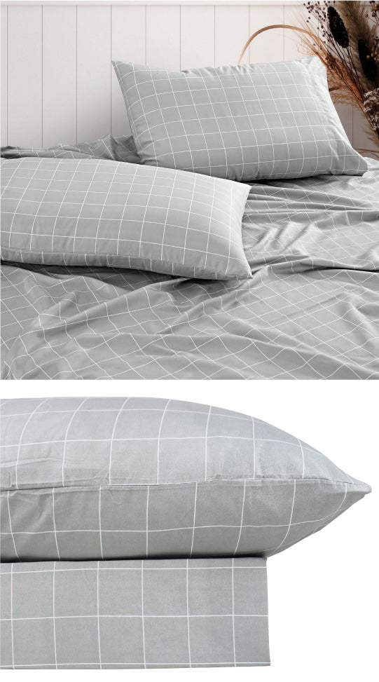 Kiki Check Silver Sheet Set by Odyssey Living – Cottonbox Pty Ltd