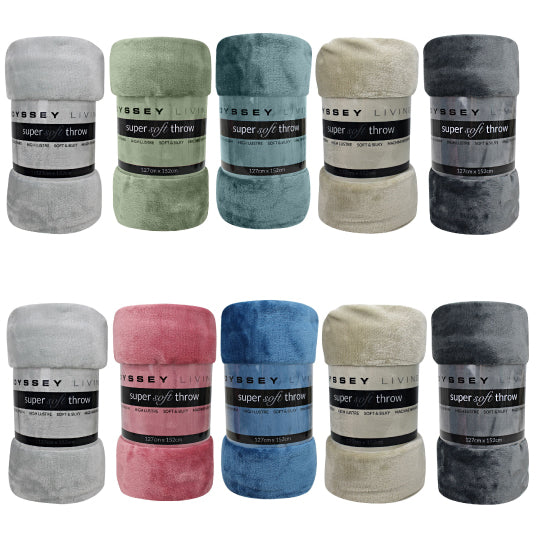 Assorted 12 Super Soft Throws (127 x 152cm) by Odyssey Living ...