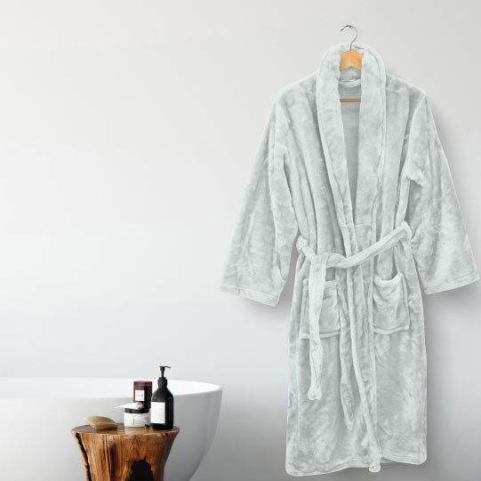 Silk Touch Bath Robe Silver by Odyssey Living – Cottonbox Pty Ltd