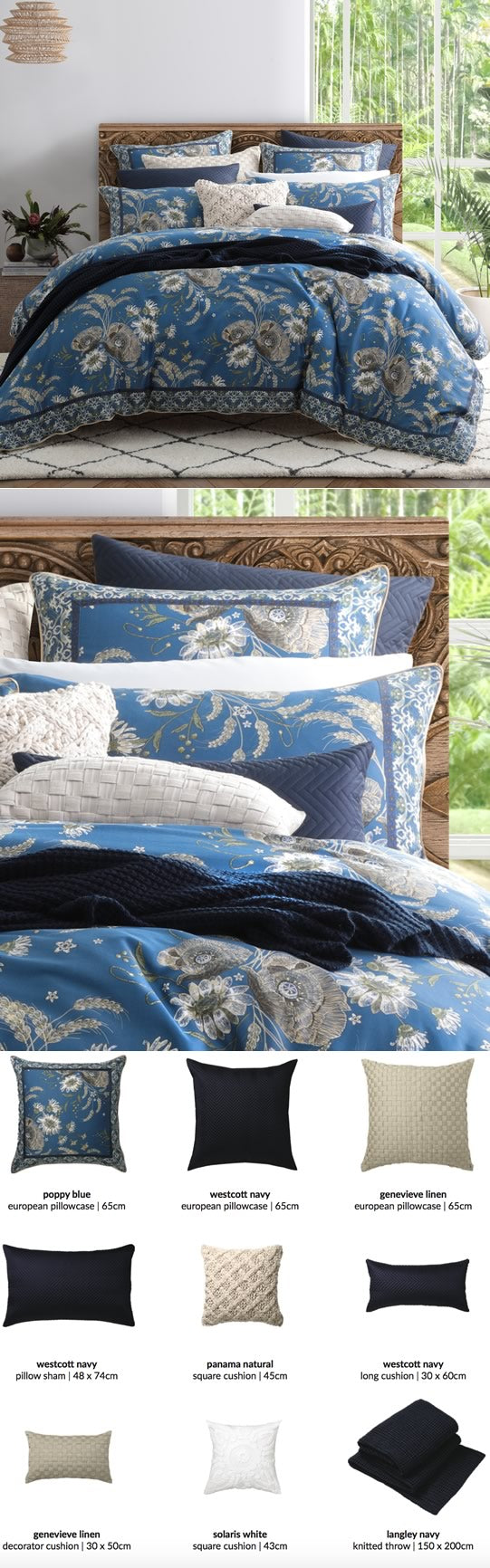 Poppy Blue Quilt Cover Set by Private collection – Cottonbox Pty Ltd