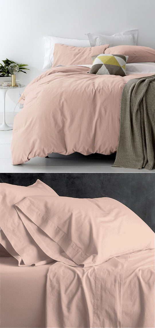 Vintage Washed Blush Quilt Cover Set by Park Avenue – Cottonbox Pty Ltd