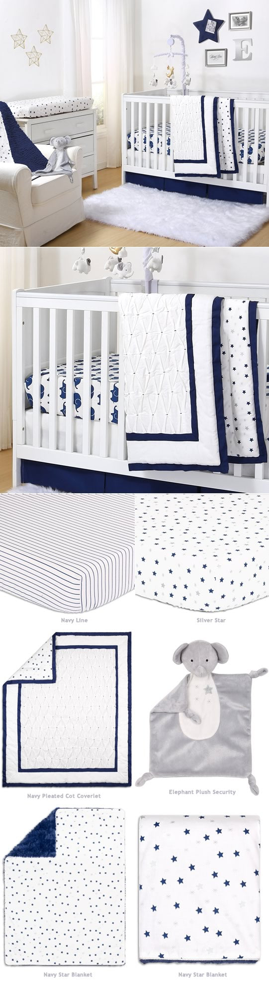 Navy Stars Cot Fitted Sheet by Peanut Shell – Cottonbox Pty Ltd