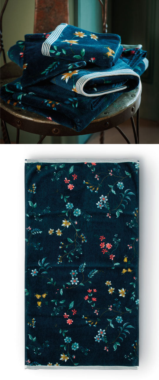 Les Fleurs Dark Blue Towels by Pip Studio – Cottonbox Pty Ltd