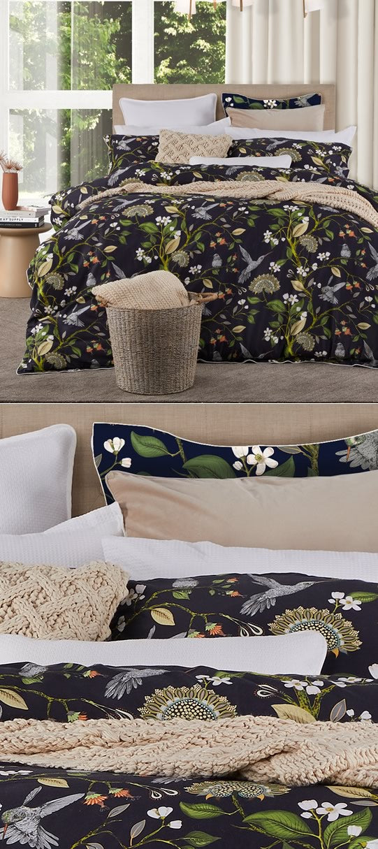 Thora Navy Quilt Cover Set by Private collection – Cottonbox Pty Ltd