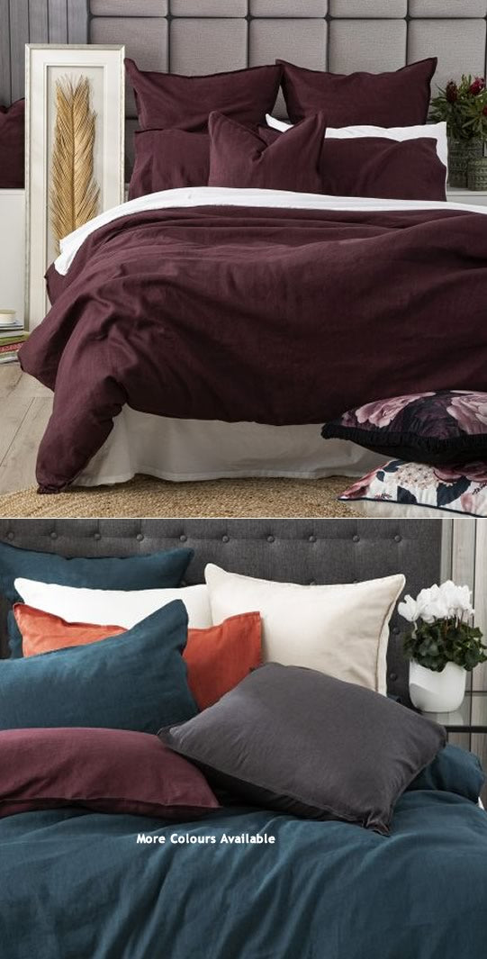 Cavallo Plum French Linen Quilt Cover Set by Renee Taylor – Cottonbox ...