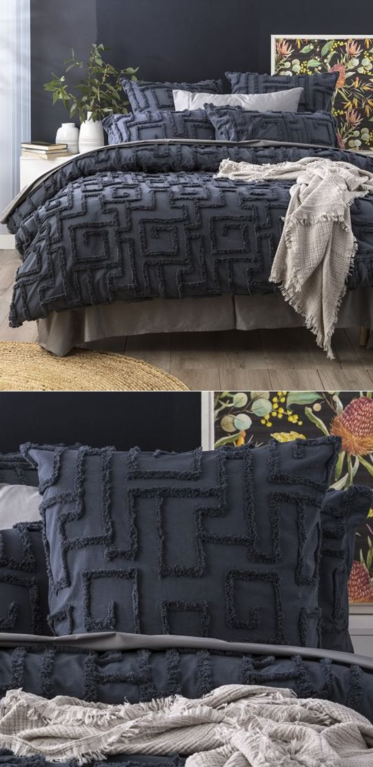 Riley Slate Quilt Cover Set by Renee Taylor – Cottonbox Pty Ltd