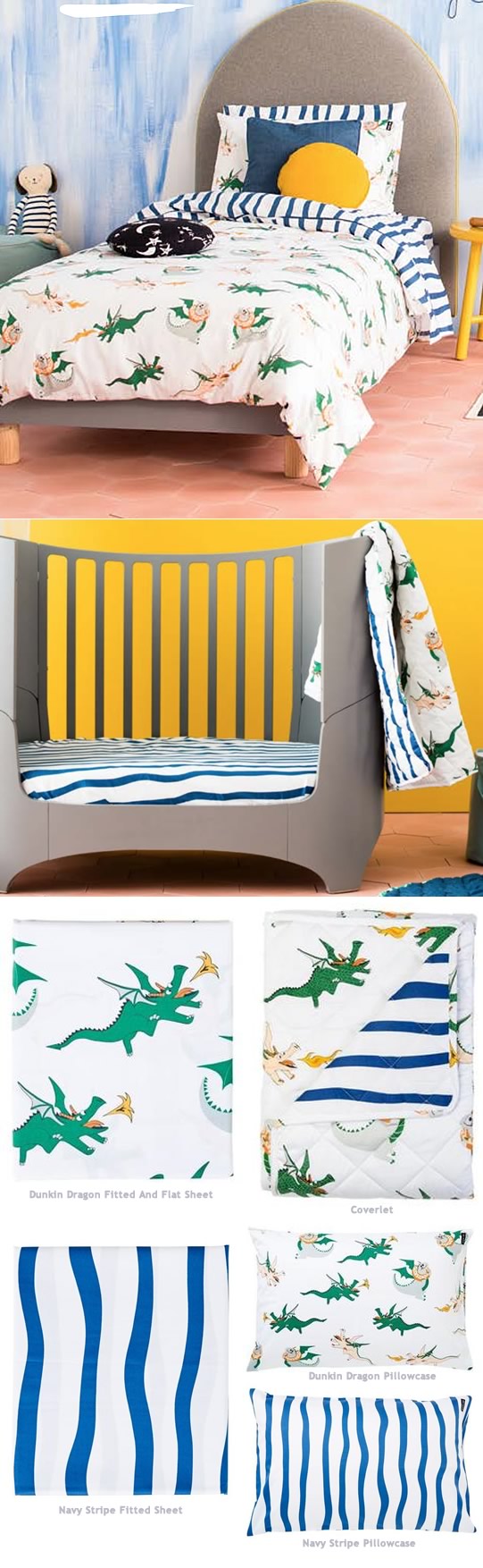 Dunkin Dragon Quilt Cover Set by Sack Me – Cottonbox Pty Ltd